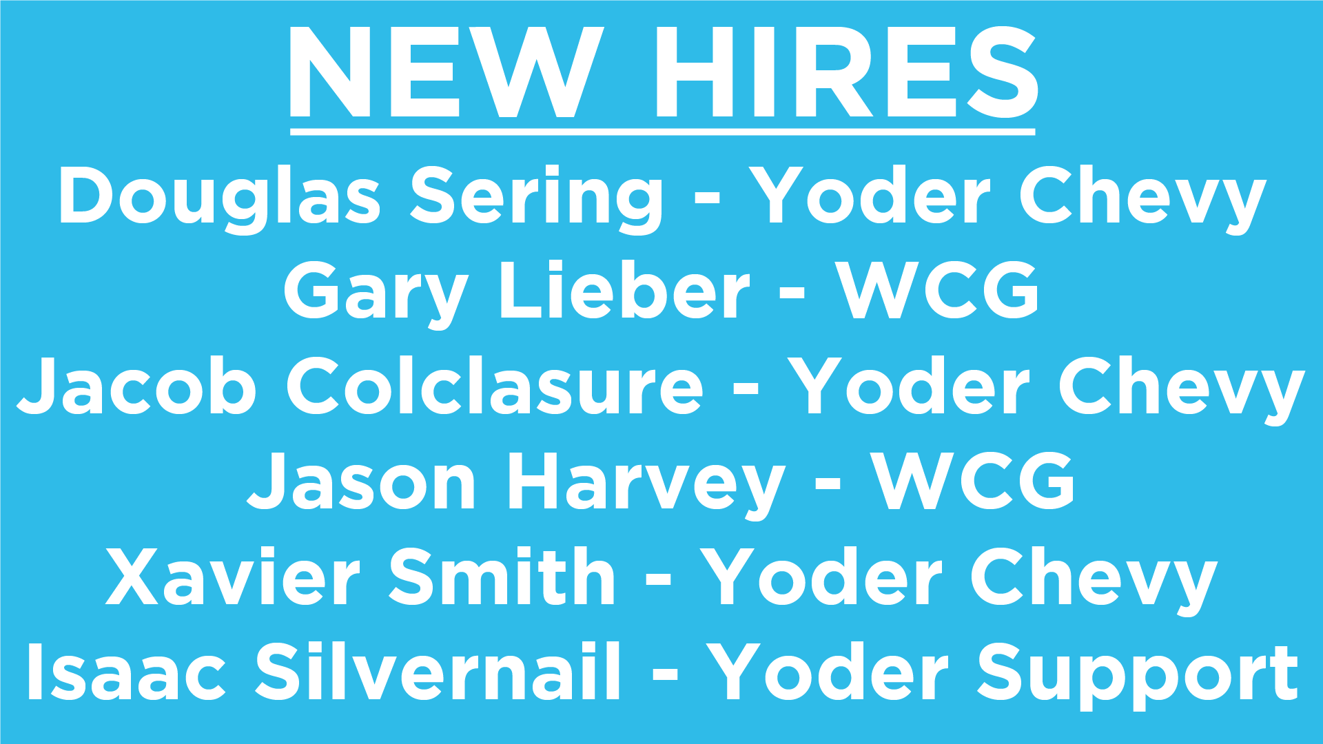 February New Hires and Anniversaries - Yoder Family of Companies